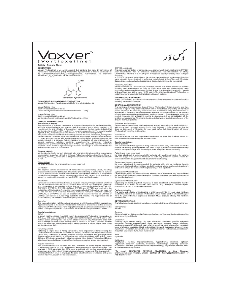 Voxver Leaflet Folded PAK | PDF | Selective Serotonin Reuptake ...