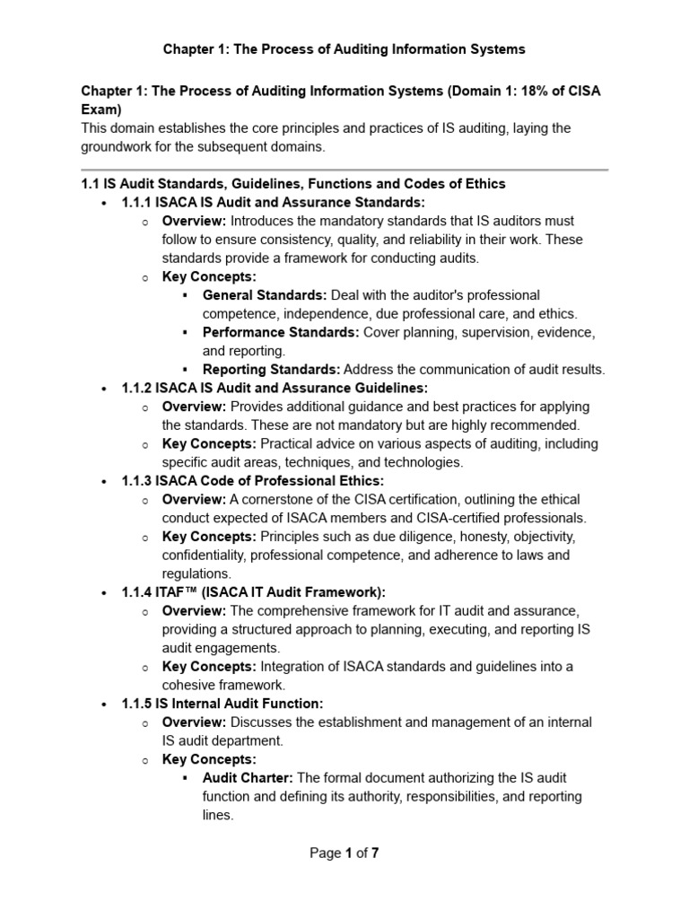 CISA Review Manual 28 Edition Summary Chapter-1 | PDF | Audit | Internal Control
