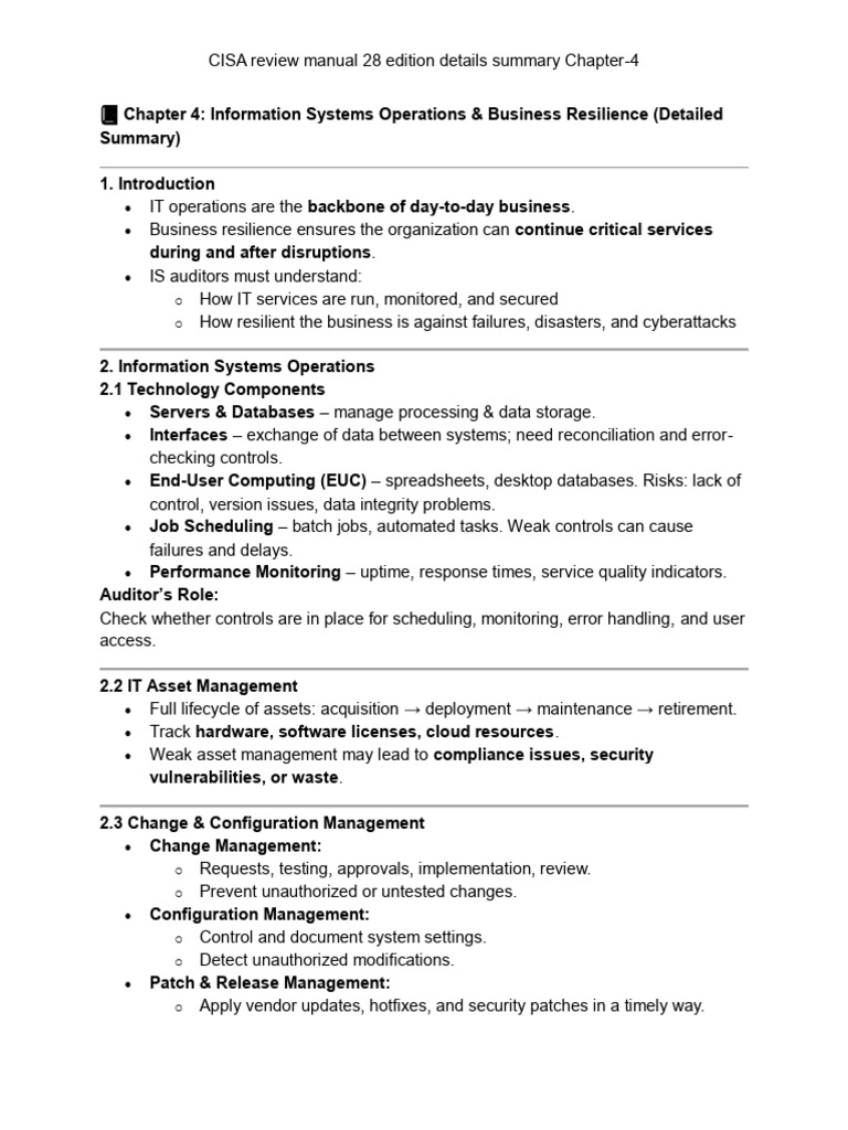 CISA Review Manual: Chapter 4 Summary | PDF | Computer Science ...
