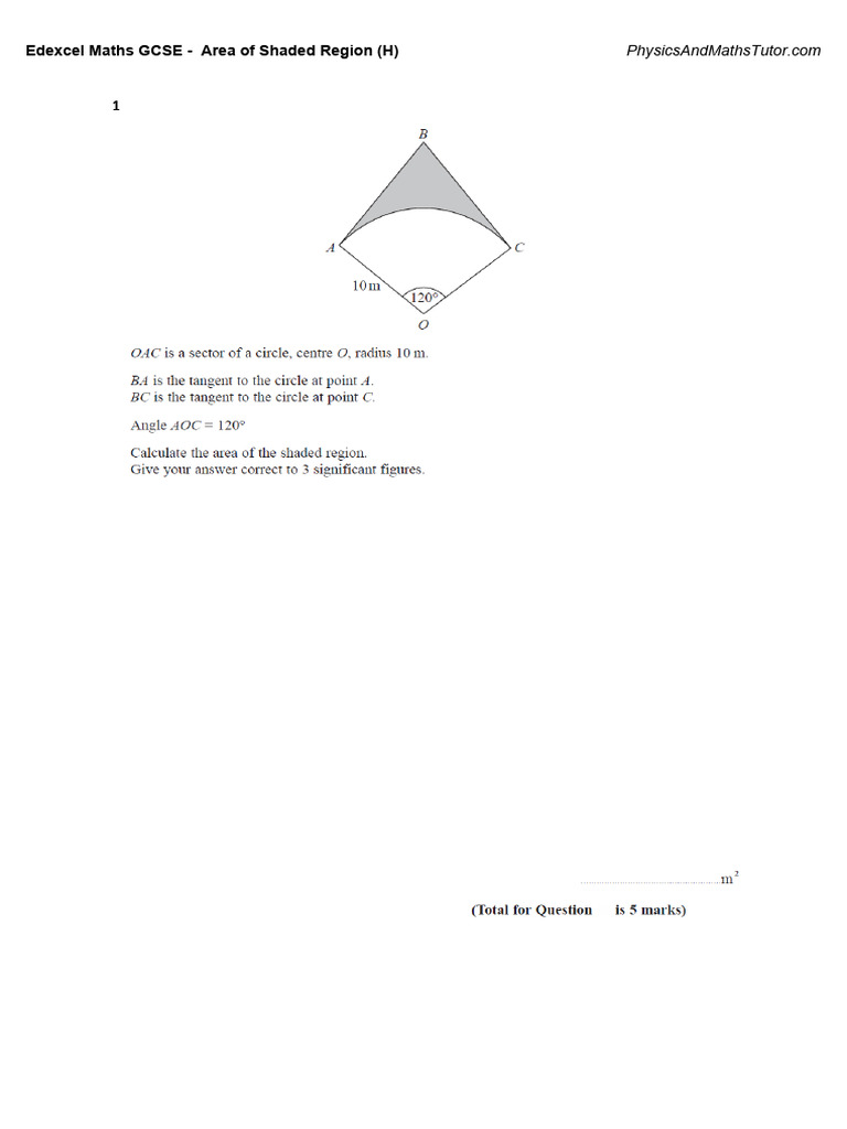 Area of Shaded Region (H) QP | PDF