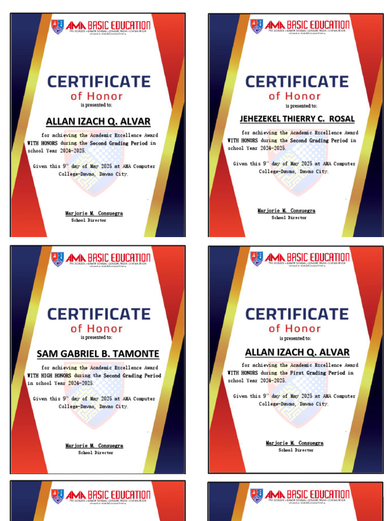 Academic Excellence Awards 2024-2025 | PDF