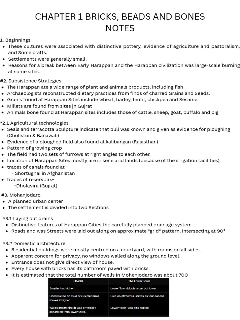 Chapter 1 Bricks, Beads and Bones Notes | PDF