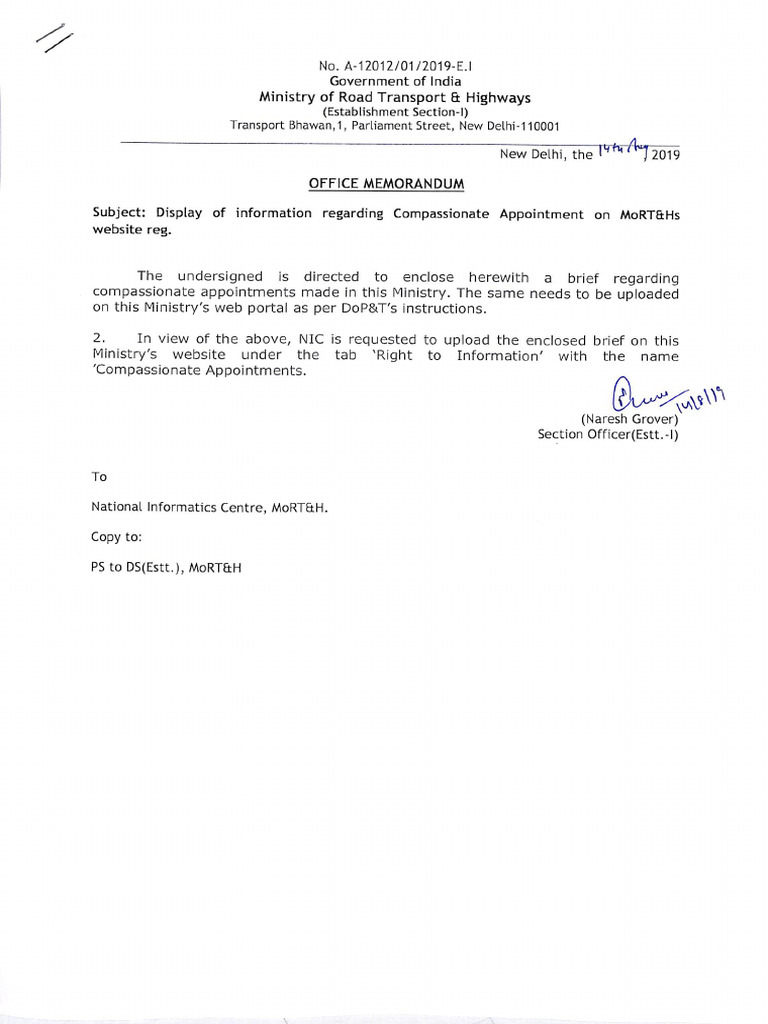 Compassionate Appointment | PDF