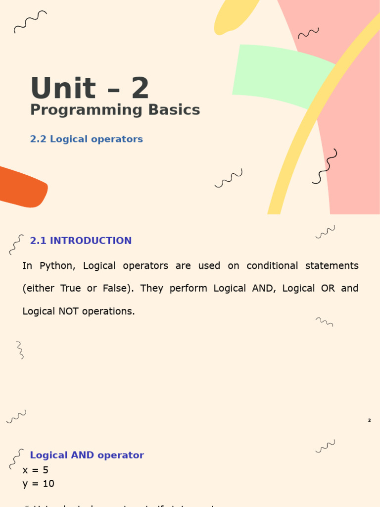2.2 Logical Operators | PDF