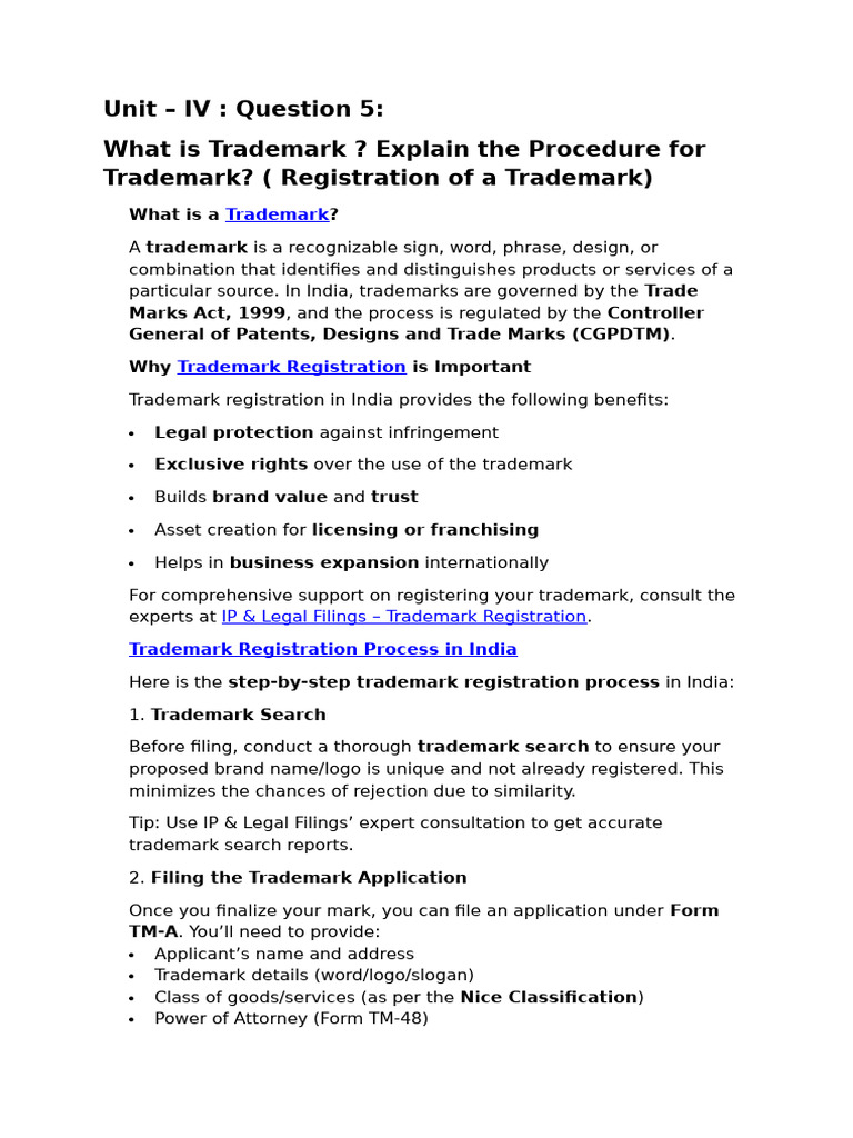 Trademark Registration Process in India | PDF | Trademark ...