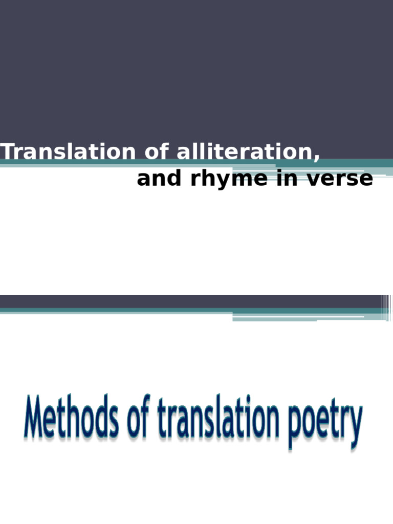 6-Translation of Alliteration, Assonance and Rhyme in Verse | PDF | Poetry | Metre (Poetry)