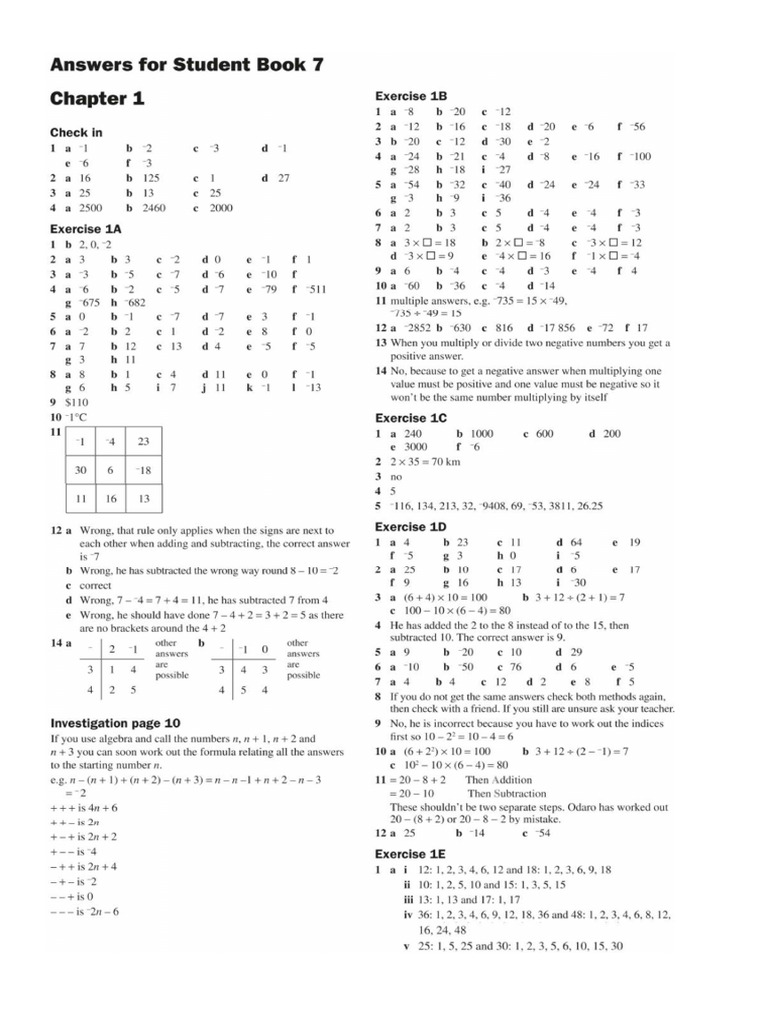 Oxford Math 7-Answers | PDF