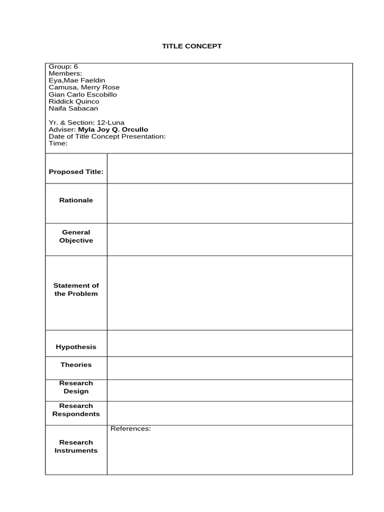 Title Concept Template | PDF