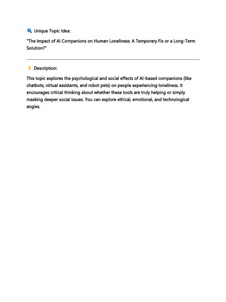? Unique Topic Idea | PDF