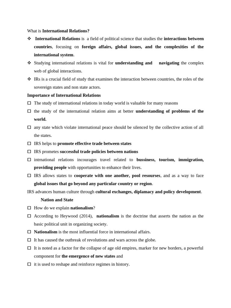 What Is International Relations | PDF | Polarity (International ...