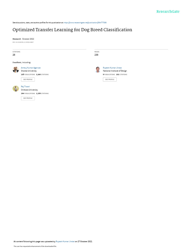 Optimized Transfer Learning For Dog Breed Classification | PDF ...