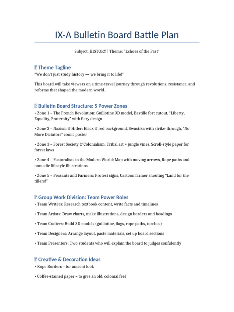 Engaging History Bulletin Board Plan | PDF
