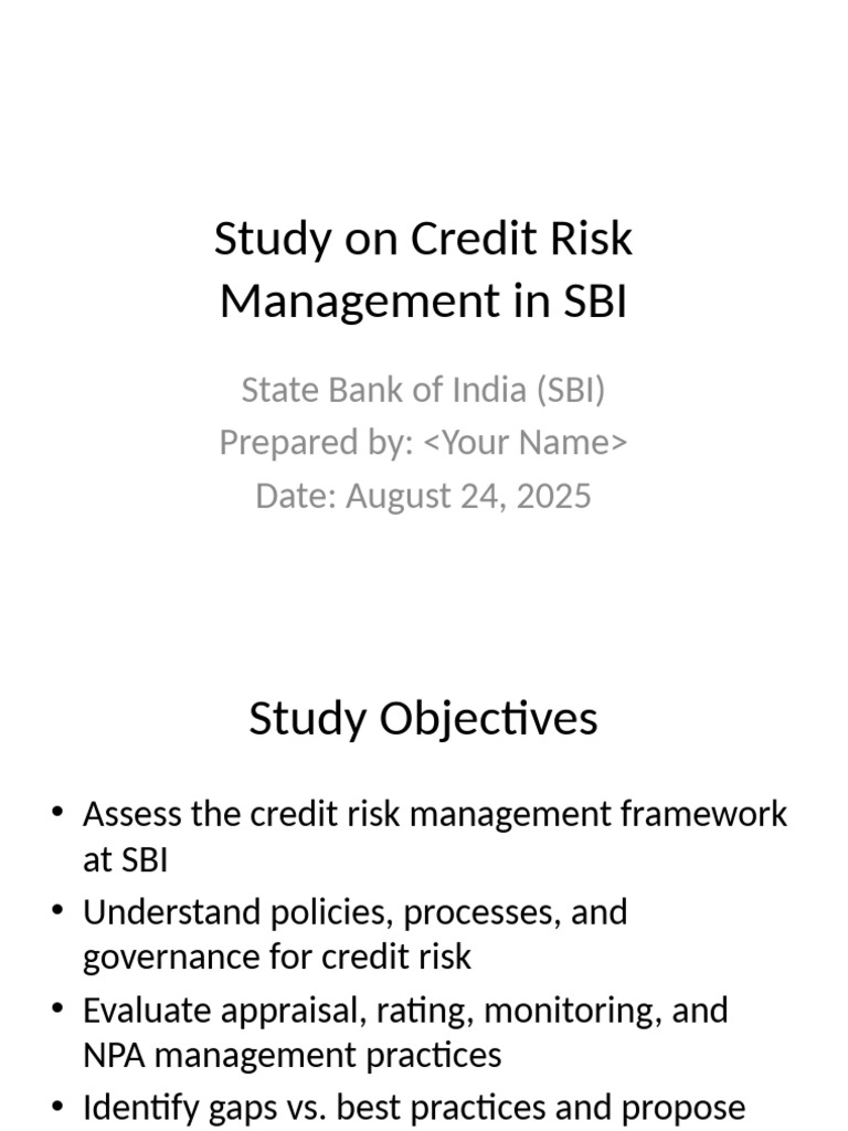 SBI Credit Risk Study | PDF | Credit Risk | Risk