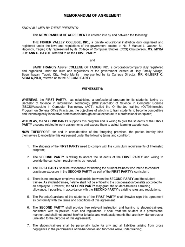Sfac New Moa - Template | PDF | Legal Liability | Common Law