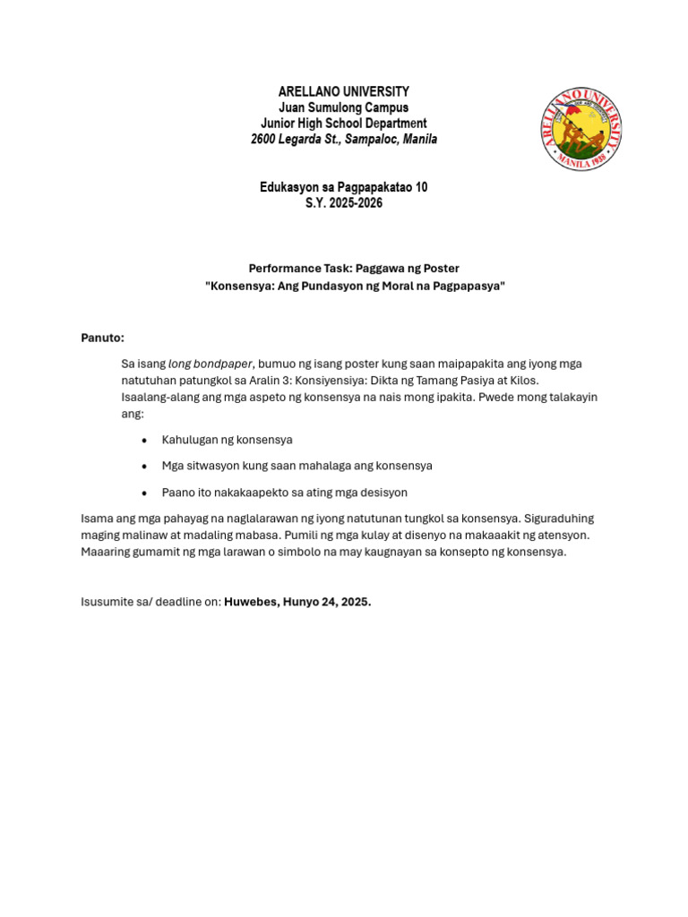 ESP10 POSTER MAKING Performance Task | PDF