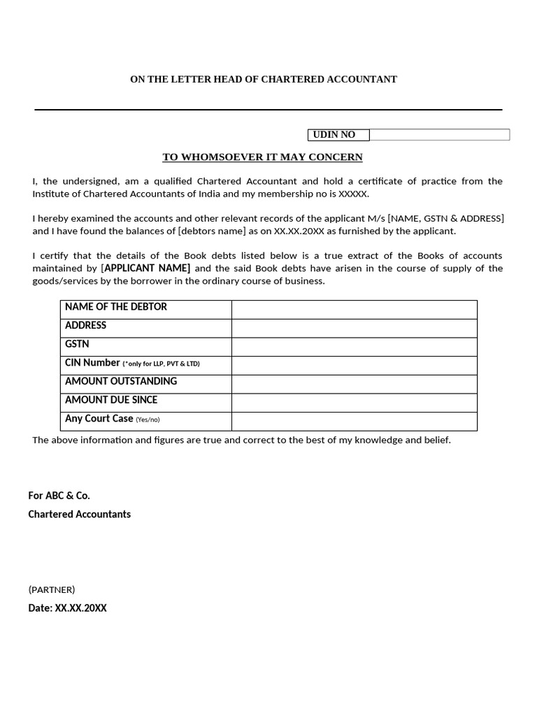 Sample CACertificate | PDF | Debt | Business