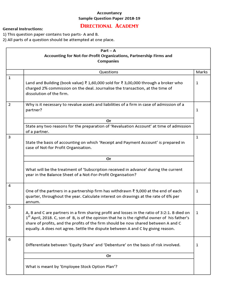 2020 CBSE Class 12 Accounts Sample Paper Set 17 | PDF | Balance Sheet ...