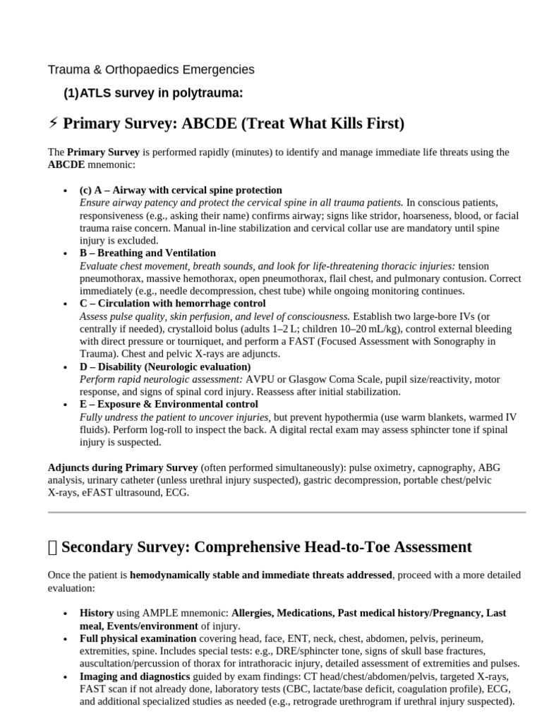 Trauma & Orthopaedics Emergency Protocols | PDF | Spinal Cord Injury ...