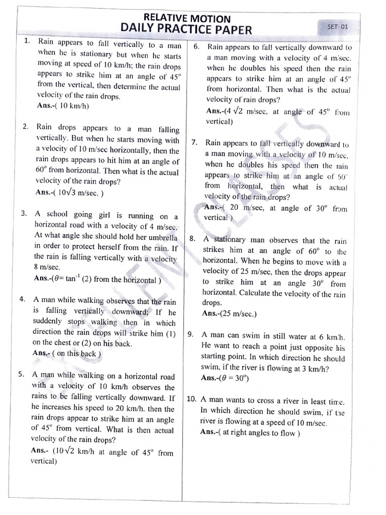 Relative Motion Practice Problems | PDF | Speed | Wound