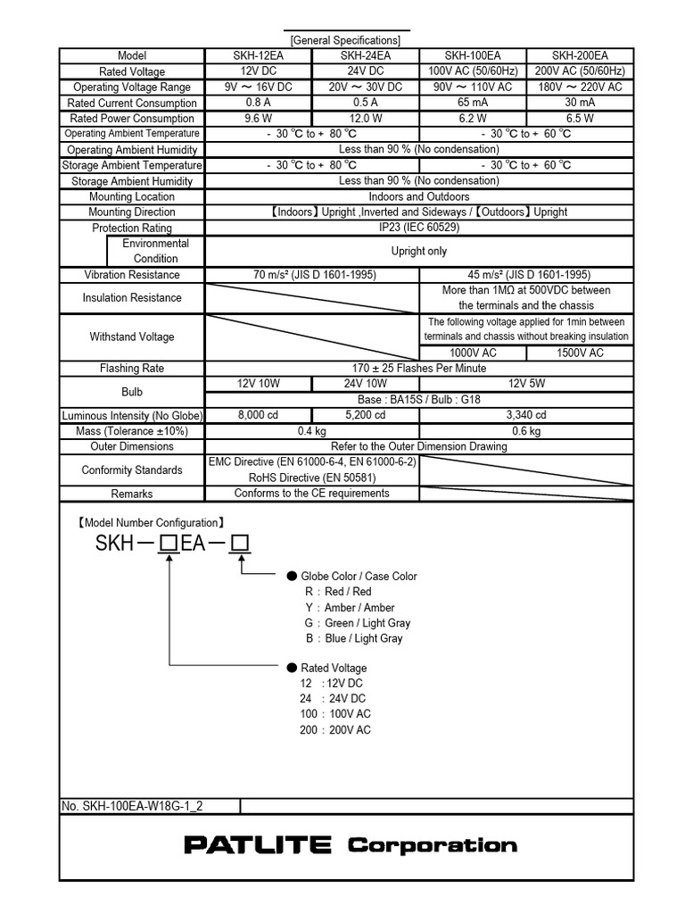 SKH-EA Specifications (en) | PDF | Alternating Current | Mains Electricity