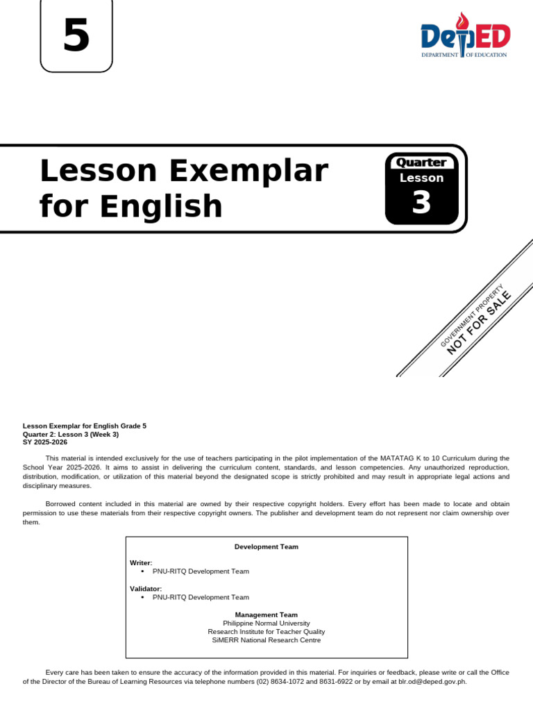 Q2 LE English-5 Lesson-3 Week-3 | PDF | Athena | Curriculum