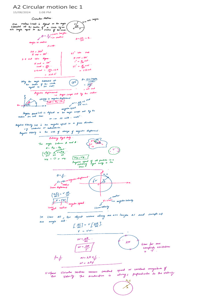 A2 Circular Motion Lec 1 | PDF