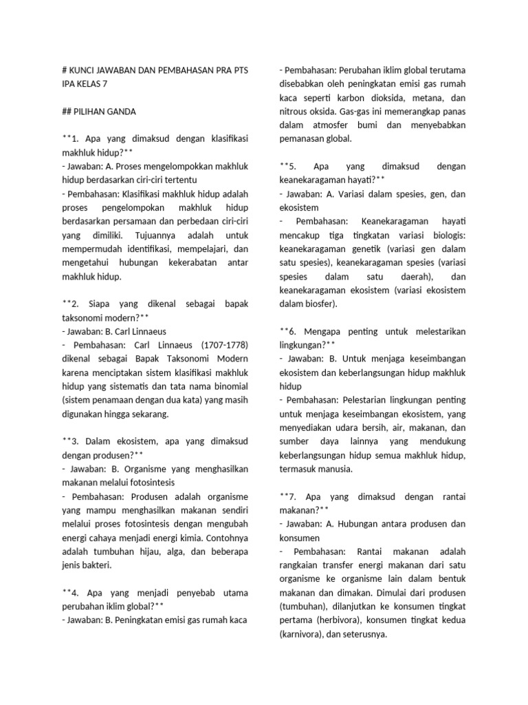 Kunci Jawaban Kelas 7 Ipa | PDF