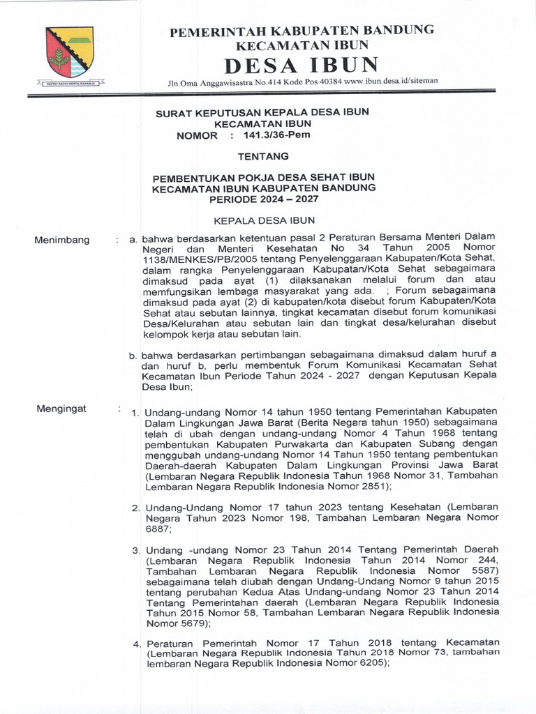 SK Pokja Desa Sehat Ibun 2024 | PDF