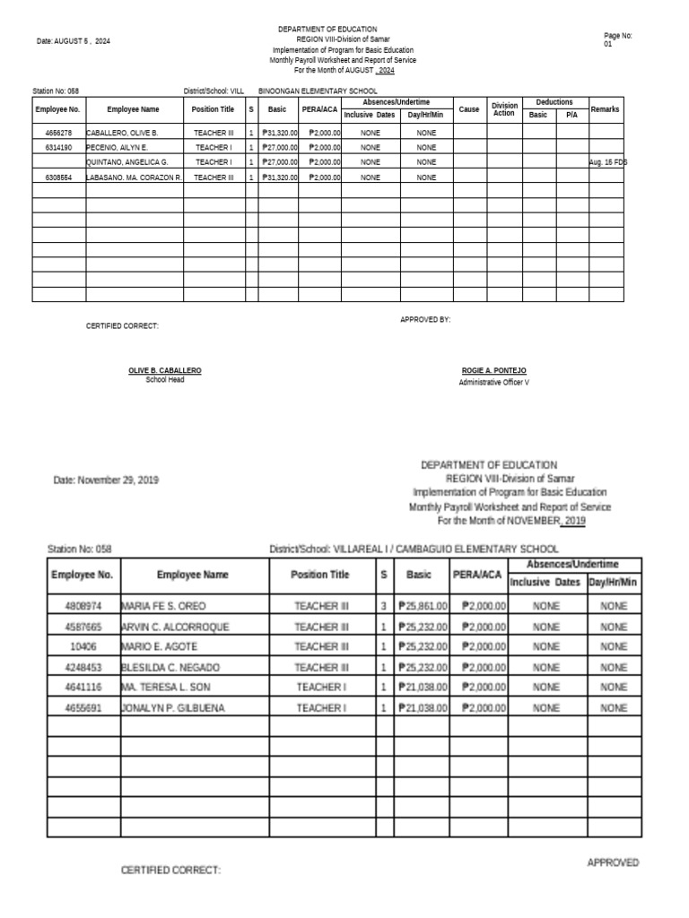 Form 7 Payroll Worksheet | PDF