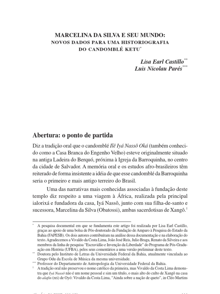 Marcelina da Silva e o Candomblé Ketu | PDF | Escravidão | Religião e ...