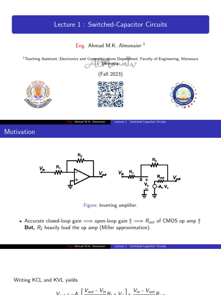01-Lecture 1_Switched-Capacitor Circuits (1) | PDF | Amplifier | Operational Amplifier