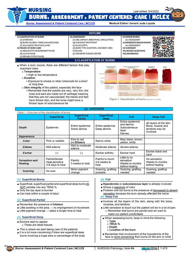 Nursing Pathology 004 Burns Assessment Patient Care NCLEX | PDF | Burn ...