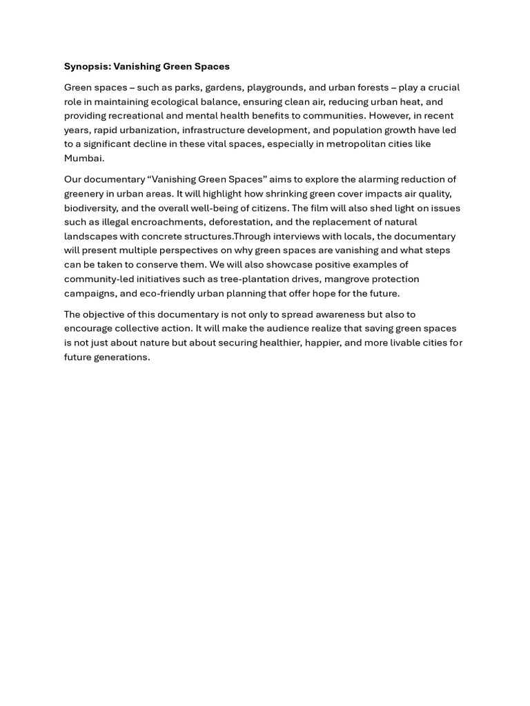 Vanishing Green Spaces | PDF