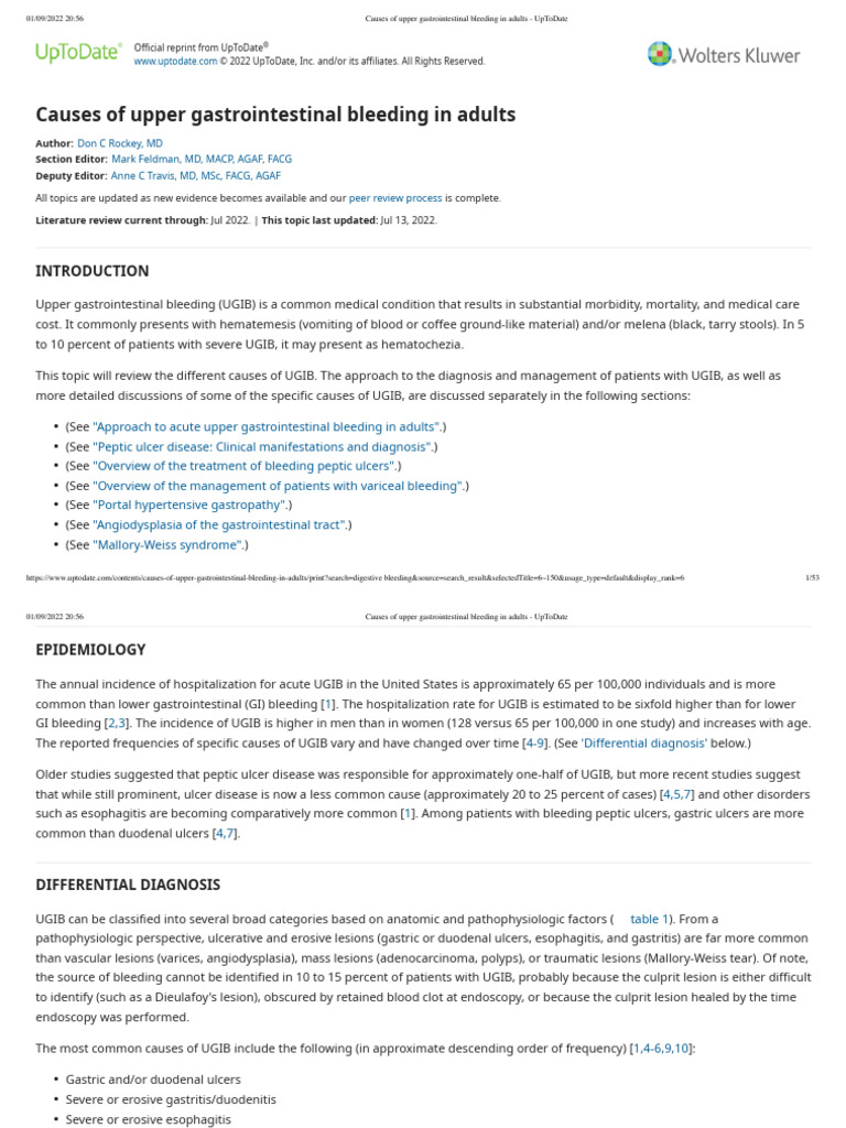 Causes of Upper GI Bleeding in Adults | PDF | Diseases And Disorders ...