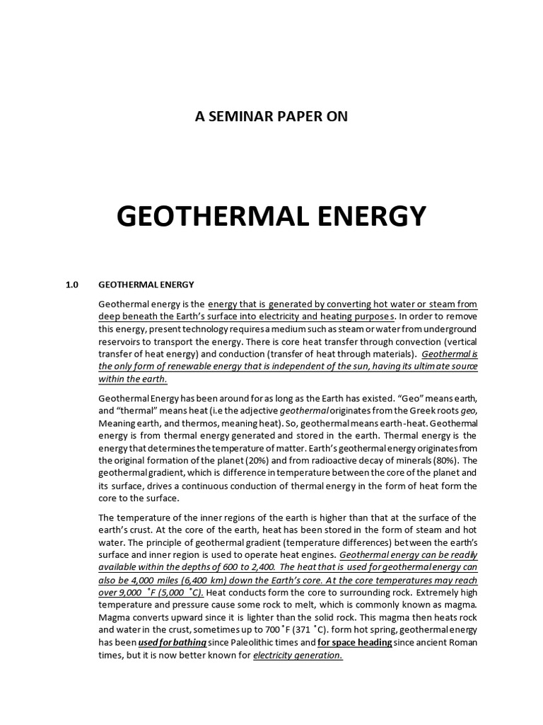Geothermal Energy: Harnessing Earth's Heat | PDF | Geothermal Energy ...