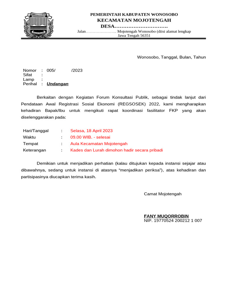 Contoh Format Surat Undangan | PDF
