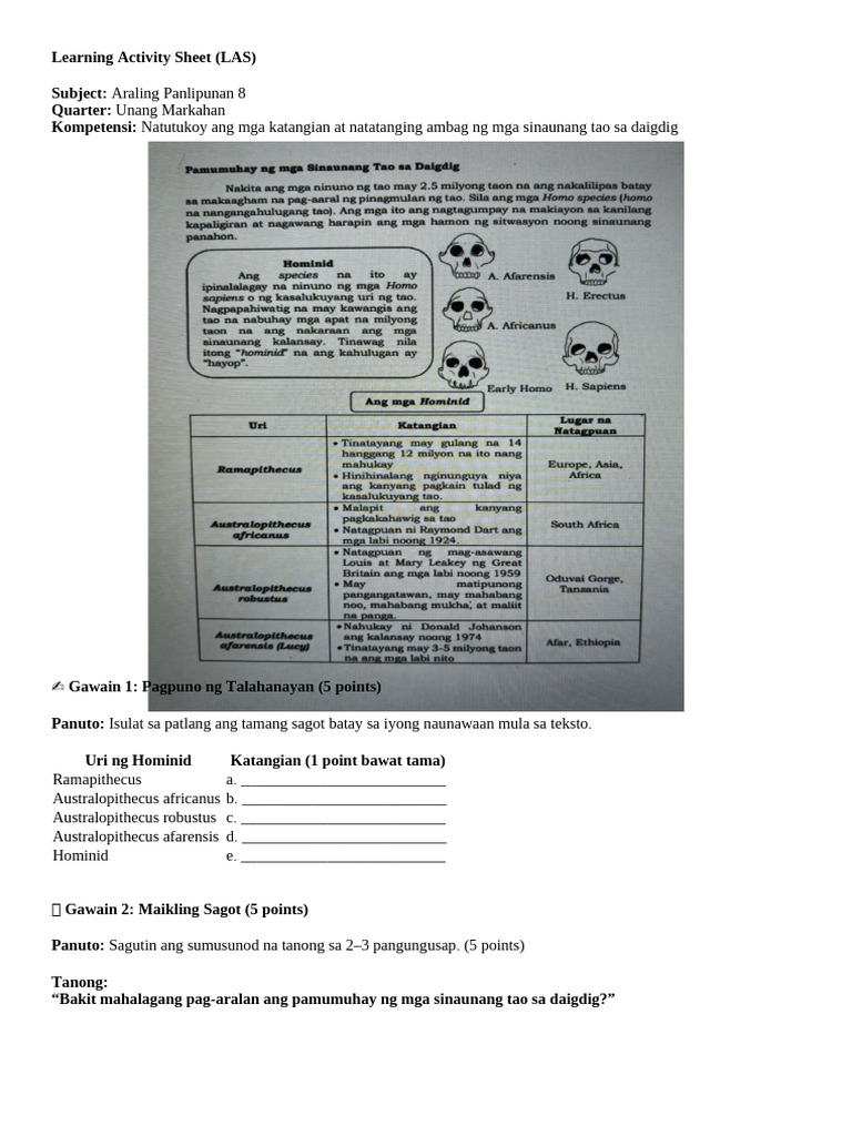 Learning Activity Sheet Week 7 AP 8 | PDF