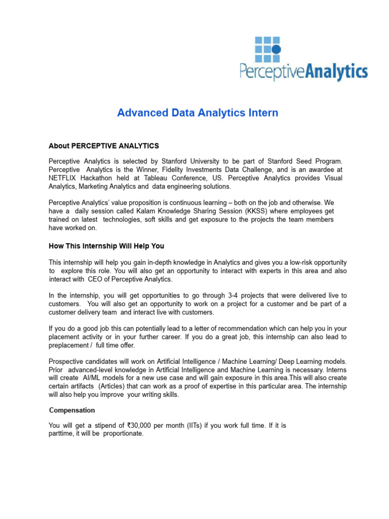 Advanced Data Analytics Internship | PDF | Analytics | Internship