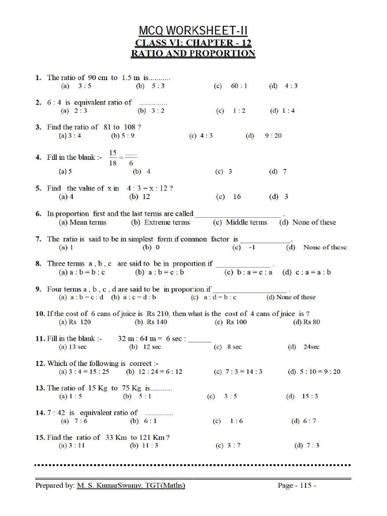 Ratio and Proportion Homework 25feb2025 | PDF