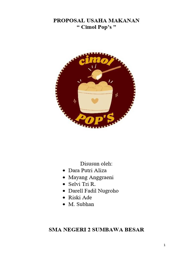 Proposal Usaha Kuliner "Cimol Pop's" | PDF