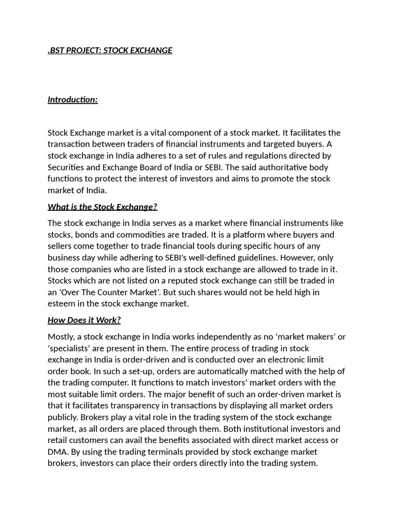 BST Project | PDF | Stock Exchange | Stocks