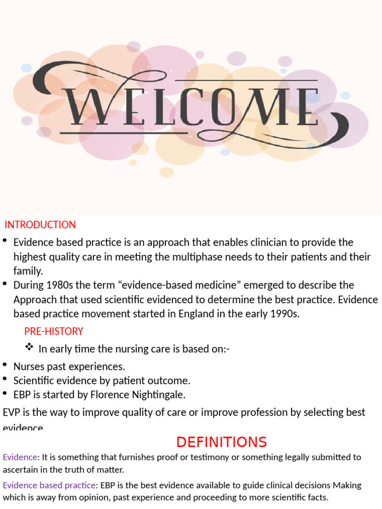 History of Evidence-Based Nursing Practice | PDF | Evidence Based ...