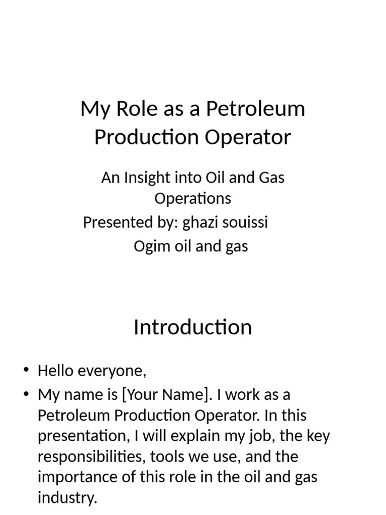 Petroleum Production Operator Overview | PDF