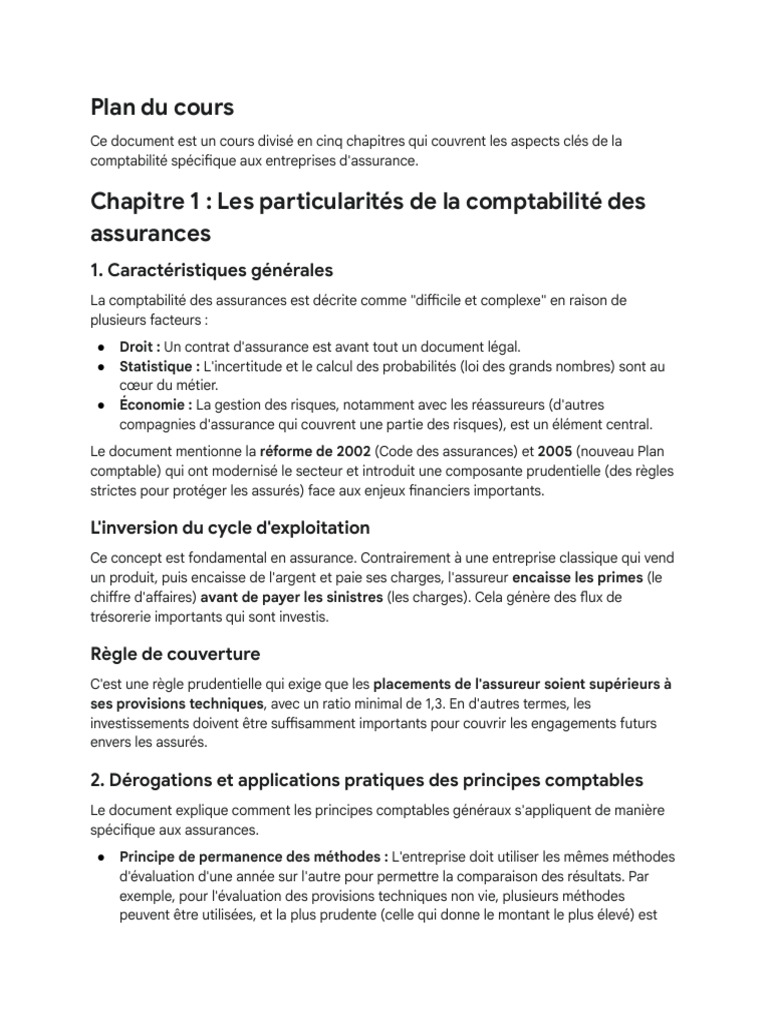 Comptabilité des Assurances : Cours Complet | PDF | Assurance ...
