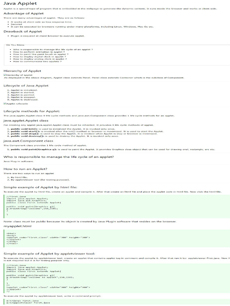 Applet Tutorial | PDF