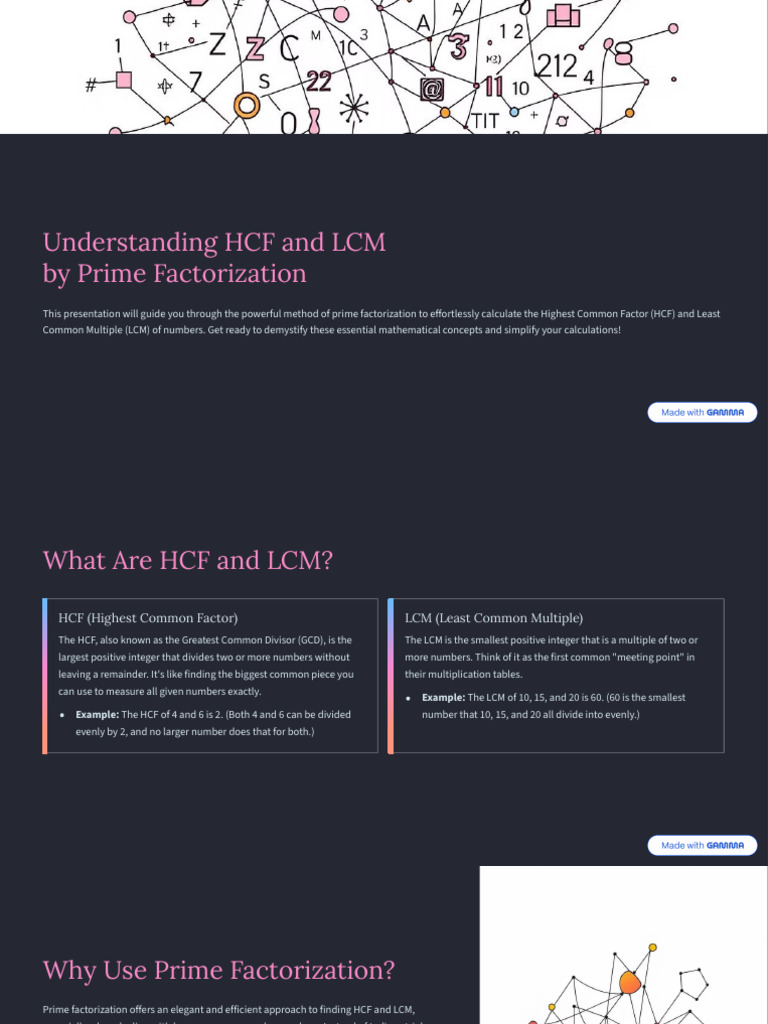 HCF and LCM via Prime Factorization | PDF | Arithmetic | Number Theory