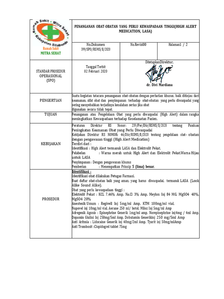 Spo Penanganan Obat Norum. Fix | PDF