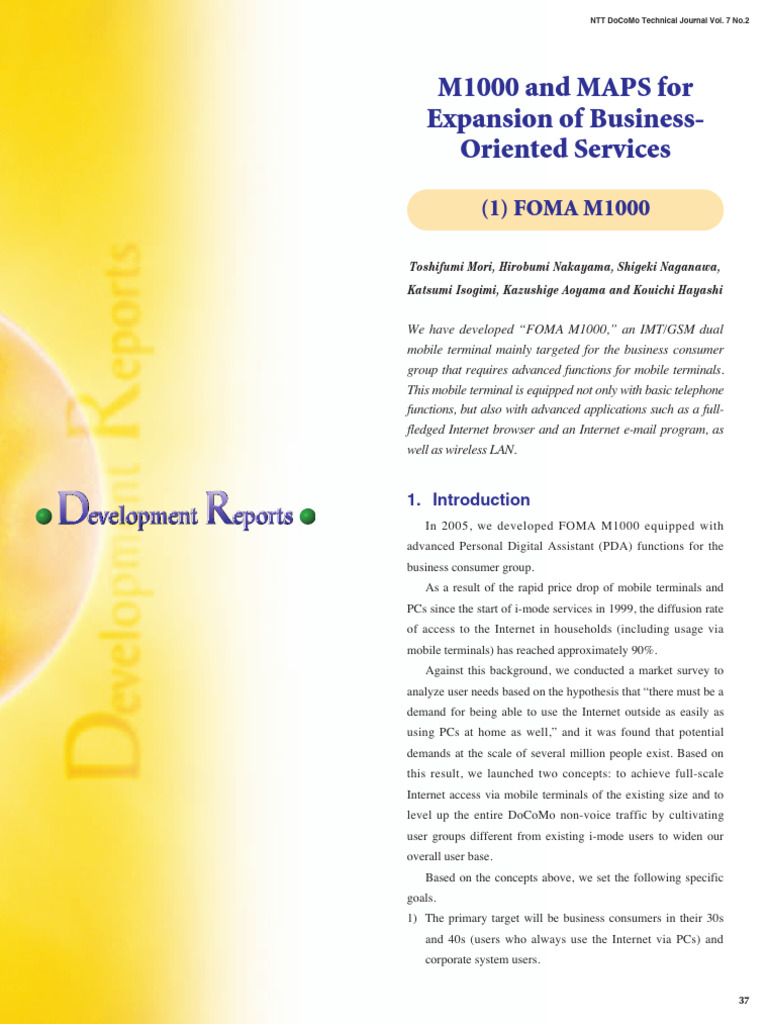 Developement Reports Foma m1000 | PDF | Computer Network | Computer ...