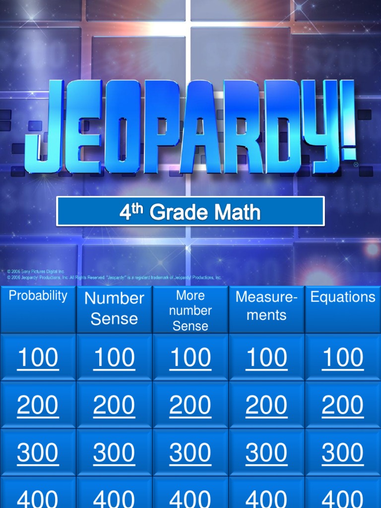 4th Grade Math Jeopardy | PDF | Probability | Teaching Mathematics