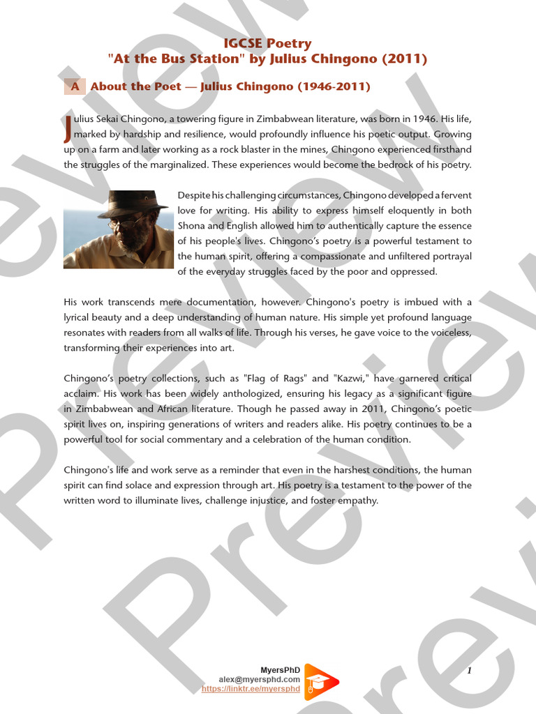 Preview Preview Preview Preview: IGCSE Poetry "At The Bus Station" by ...
